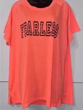 Pro Zone | Tops | Fearless Neon Coral Graphic Tee | Poshmark
